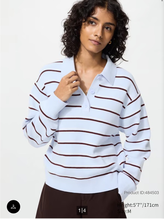 Uniqlo | Tops | Uniqlo Light Blue Striped Polo Sweater | Poshmark